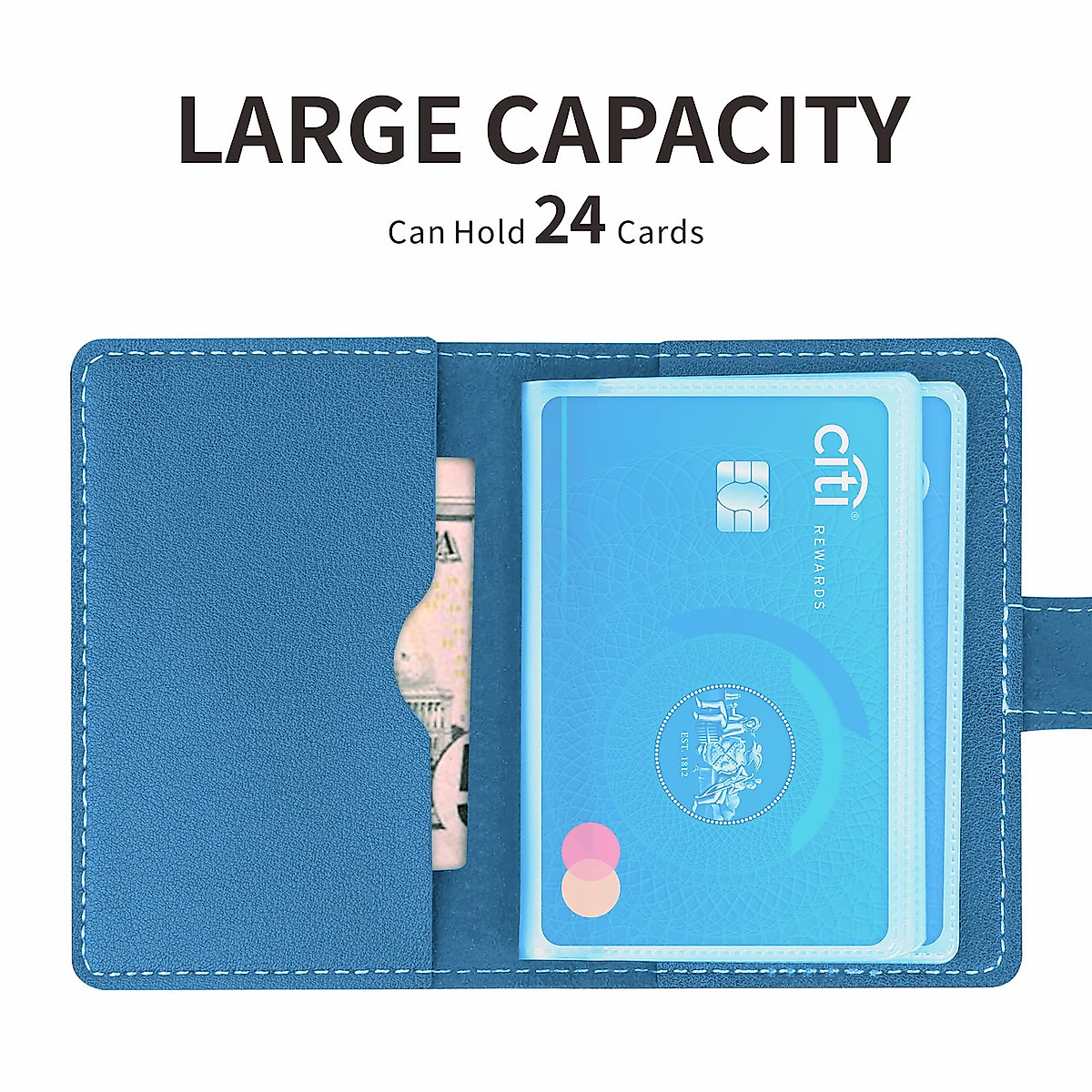 PRIVILLA 2 Pcs Credit Card Holder and Credit Card Wallet，Sd Card Holder Each Has 26 Card Slots for Organizers, 2024 New Credit Card Holders for Men and Women (Gray+blue)