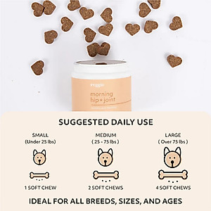 Reggie Morning Hip + Joint Supplements for Dogs | Relieves Soreness, Inflammation, Joint Pain, Mobility Issues | Made in The USA, Vet-Approved, & Ideal for All Ages, Breeds, and Sizes - 60 Soft Chews