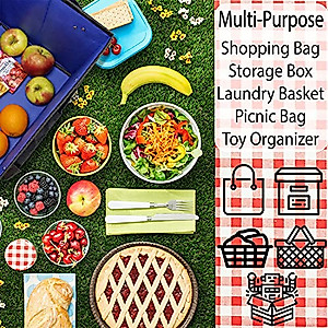 CLEVERFECT Reusable Grocery Box Bags. Large, Durable Heavy Duty Premium Quality Shopping Totes Set. Collapsible, Extra Long Handles & Reinforced Bottom, Pack of 3 (Red, Blue, Green) Eco Friendly