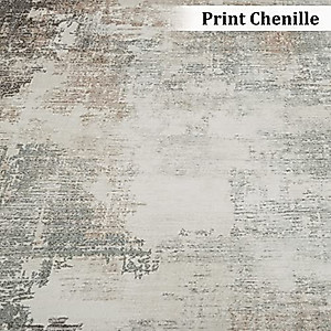 RUGSREAL Area Rug 8' x 10' Machine Washable Modern Abstract Rug Indoor Contemporary Floor Cover Carpet Rug Velvet Mat Foldable Accent Rug for Living Room Bedroom Dining Room, Taupe/Grey