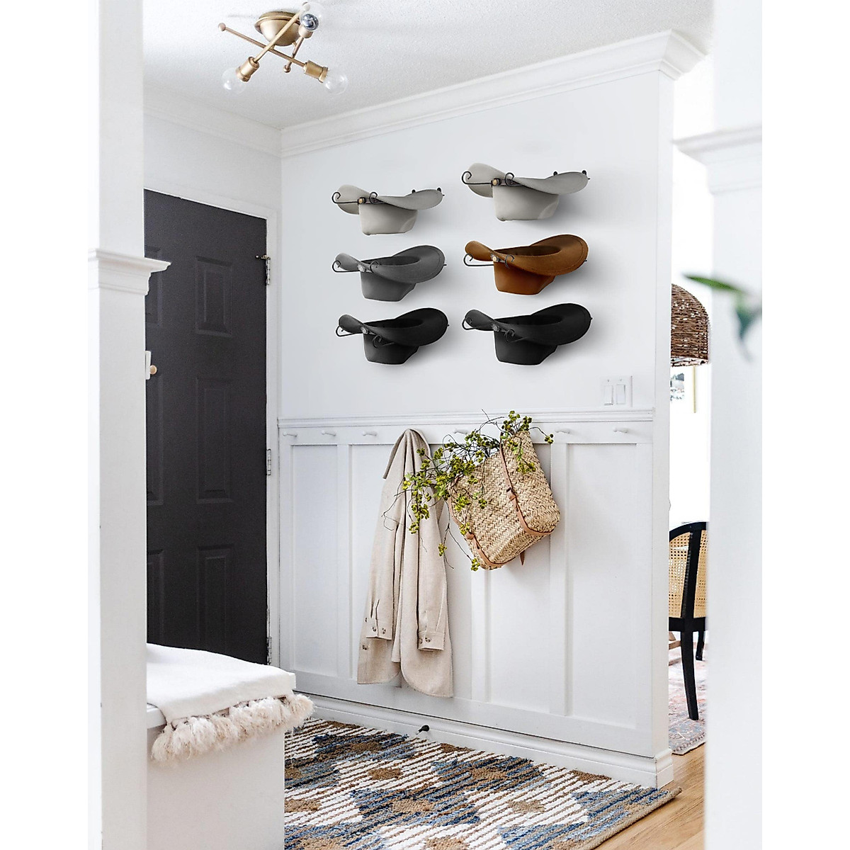 WNXSLOAD Cowboy Hat Rack 6 Pieces, DIY Cowboy Hat Holder for Wall, Hat Rack for Cowboy Hats, Cowboy Hat Hanger Keeps Original Shape of Hat, Cowboy Hat Rack Wall Mount, Adjustable to Install