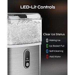 Nugget Ice Maker Countertop, HOMEZAY Pebble Ice Maker with Soft Chewable Pellet Ice, 33 lbs per Day, Compact Ice Machine with Self-Cleaning & LED Indicator for Home, Kitchen, Camping, RV, Office