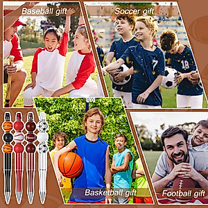 Colarr 16 Set Sports Beads Pens Basketball Football Baseball Rugby Beadable Pens Plastic Beads Making Kit Ballpoint Pen with Black Refills and Bags for Students Gifts School Office Supplies