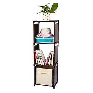 Wishwill Cube Storage Organizer, 3 Cube Storage Organizer Shelf,DIY Storage Book Shelf Toy Shelf Modular Bookcase Closet Cabinet in Living Room,Children's Room, Bedroom(Black)