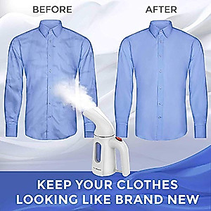 PurSteam Handheld Steamer for Clothes - Portable Garment Wrinkle Remover for Travel and Home Use - Fast Heating with Auto Shut Off and Leak Proof Design [Upgraded Version]