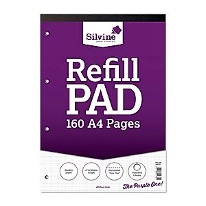 Silvine A4 Refill Pad - 2/10/20 mm Graph (160 Pages) Single,White
