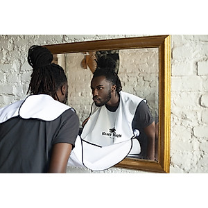 Beard Apron, Hair Clippings Catcher with Bag, Grooming Cape Apron, Beard Catcher for Shaving Trimming, Non-Stick Beard Cape- White