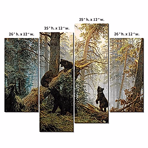 First Wall Art - Bears Play in Forest Broken Tree Wall Art Painting The Picture Print On Canvas Animal Pictures for Home Decor Decoration Gift