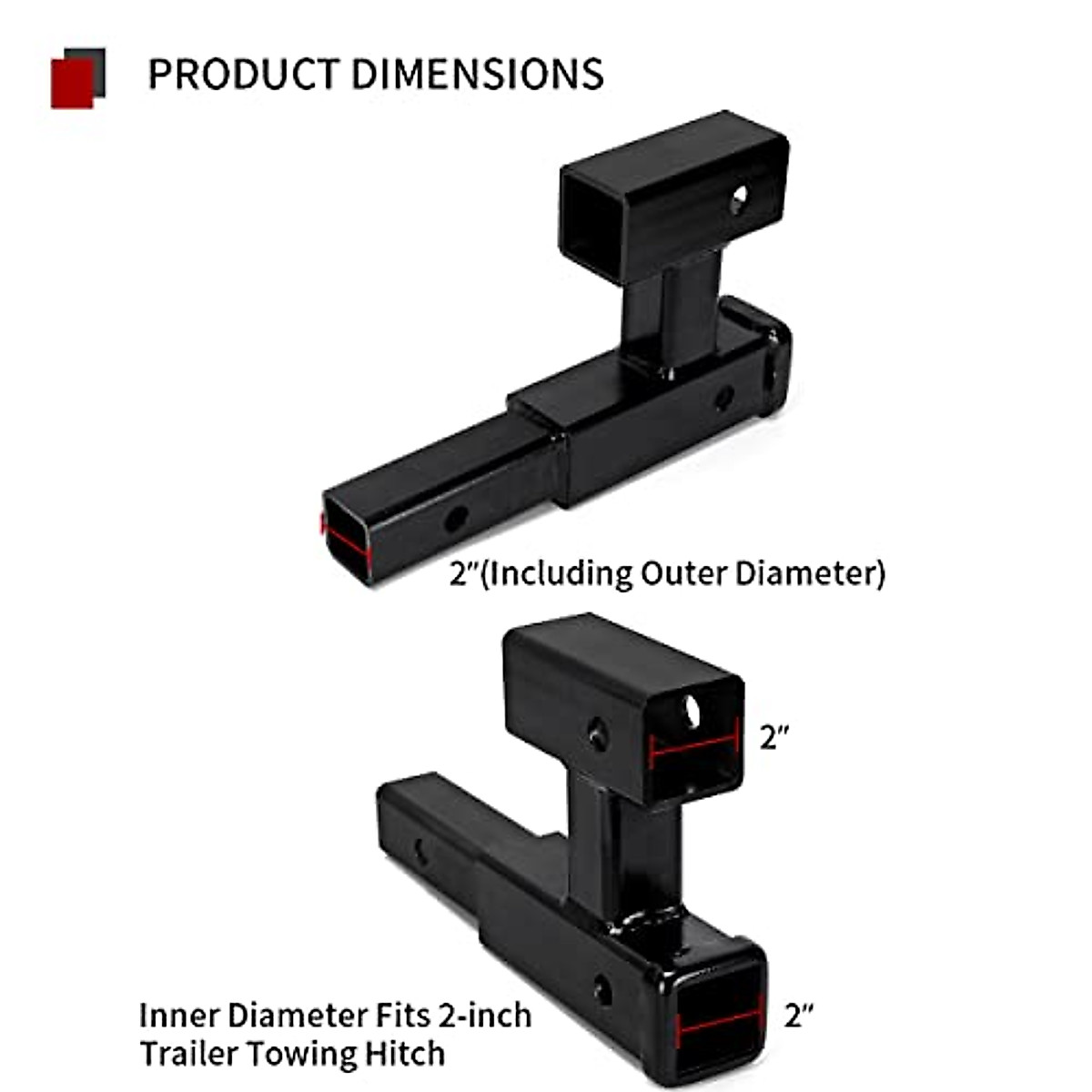 YITAMOTOR 2 inch Dual Receiver Extender Trailer Towing Hitch Extension Bicycle Extender (GTW- 4000 lb.)