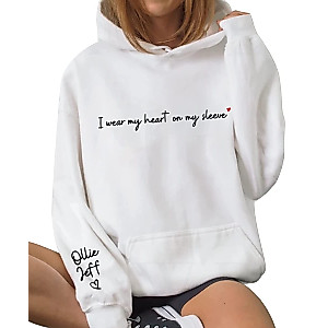 I Wear My Heart on My Sleeve Hoodie Kids Children Name on Sleeve, Custom Mom Hoodie, Mama Hoodie, Personalized Hoodie Mothers Day Birthday for Mom, Mama, Grandma, Women, Her.