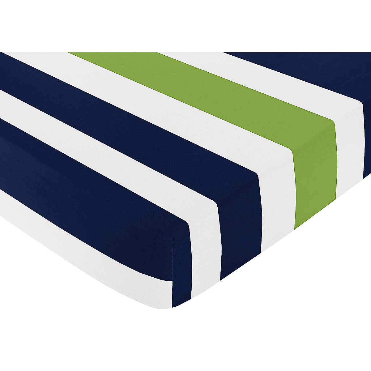 Fitted Crib Sheet for Navy Blue and Lime Green Baby/Toddler Bedding Set Collection - Stripe Print