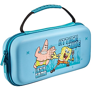 Numskull Spongebob Squarepants Attack Mode Hard Shell Travel Case for Nintendo Switch and OLED Model Console - Fits 10 Games and Switch Accessories