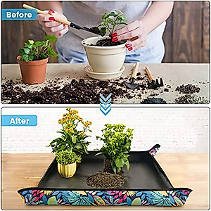 Waterproof Potting Mat for Indoor Plant Transplanting and Dirt Control, Gardening Gifts for Women, Birthday Gifts for Plant Lovers, Thick Foldable Repotting Mat Succulent Gardening Mat 29.5"x29.5"