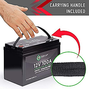 GLI Lithium-ion Deep Cycle Rechargeable Battery – 12v 100Ah IP54 Extreme Weather Resistant – up to 5,000 Cycle Long-Life – for Marine, Trolling Motors, RV, Off-Grid and Solar – with Charger & Cables