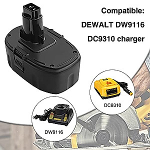DTK Battery Replacement for Dewalt 18V XRP Ni-Cad Battery DC9096 DC9098 DC9099 DE9039 DE9095 DE9096 DE9098 DW9095 DW9096 DW9098 DE9503 DC9182 18 Volt 6.5Ah Batteries