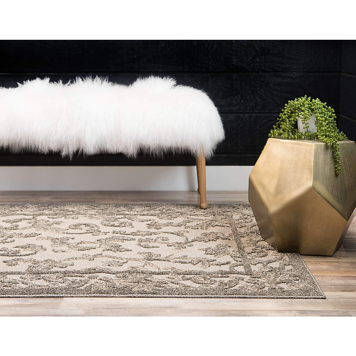 Unique Loom Outdoor Botanical Collection Area Rug (4' x 6' Rectangle, Brown)