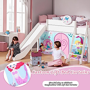 YRDKB Mermaid Bunk Bed Curtains - 45H Premium and Customizable Cartoon Loft Bed Curtains for Children to Enhance The Imaginative Creation Bedroom Curtains(3PCS,Twins)
