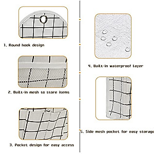 AUHOKY 2Pcs Wall Hanging Storage Bag, Waterproof Over The Door Closet Organizer with 3 Pockets, Stylish Hanging Pocket Linen Cotton Pouch Box Containers for Bedroom Bathroom Desktop(Black/White)