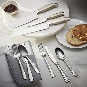 Oneida Everdine 45 Piece Everyday Flatware, Service for 8, 18/0 Stainless Steel, Silverware Set, Dishwasher Safe, Silver