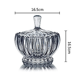Modern-Depo Crystal Serving Bowl with Lid Glass Centerpieces for Parties Home Office Wedding Food Salad Fruit Snack Dessert Mixing Collection, 6.5 Inches