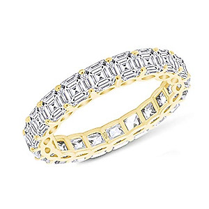 Jewel Zone US Asscher Cut White Cubic Zirconia Eternity Band Ring in 14k Yellow Gold Over Sterling Silver