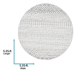 Artistic Weavers Chester Boho Moroccan Area Rug,5'3" Round,Grey