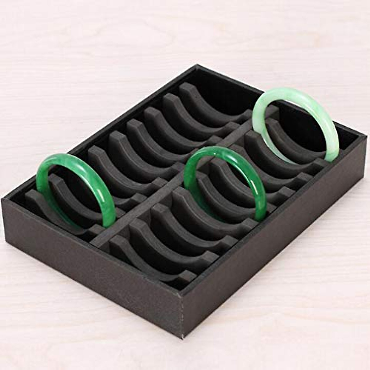 Fityle 20 Slots Bracelet Bangle Holder Jewelry Display Storage Showcase Box Tray - Black