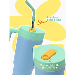 Raki Venus 40 oz Tumbler with Lid and Straw Double-wall Vacuum Water Bottle with Straw Spill Proof Insulated Water Bottle Stainless Steel Cup-holder Friendly Fruit Infusing Bottle Non BPA