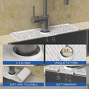 Silicone Faucet Splash Guard, Sink Protectors for Kitchen Sink, 17.71” x 5.9”, Sink Splash Guard Behind the Faucet, Keep Kitchen and Bathroom Sinks Dry,White