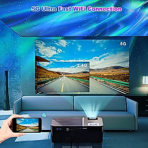 5G WiFi Bluetooth Projector, Full HD Native 1080P Projector 10000 Lumens Support 4K,Zoom,Keystone Correction,Compatible w/ TV Stick, iOS, Android,Laptop[Carrying Bag Included]