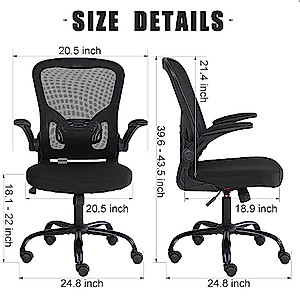 Home Office Desk Chair Set of 8 Ergonomic Office Chair with Rocking Lock Mesh Office Chair Black Computer Desk Chair Adjustable Height Swivel Chair