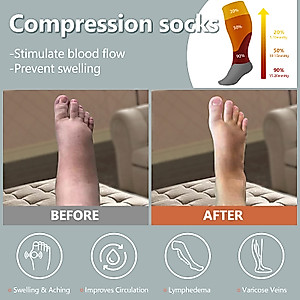 Abodhu Plus Size Compression Socks for Women& Men 15-20mmHg Wide Calf Knee High Socks