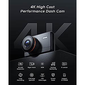 iZEEKER Dash Cam 4K, 2160P/1080P Dash Camera for Cars, WDR Night Vision Car Camera with Emergency Recording, Parking Monitoring, G-Sensor, 32GB MicroSD Card