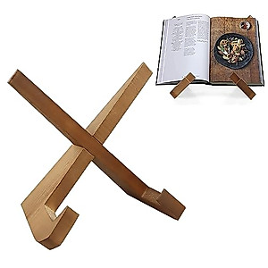 Recipe Book Holder Stand for Kitchen Counter, Solid Cookbook Stand Wooden, Tabletop Easel Plate Display Stand, Cooking Book Stand for Plate Photo Picture Frame Display (Brown)