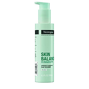 Neutrogena Skin Balancing Kaolin Clay Cleanser with 2% Polyhydroxy Acid (PHA), Mattifying & Conditioning Face Wash for Oily Skin, Paraben-Free, Soap-Free, Sulfate-Free, 6.3 fl oz