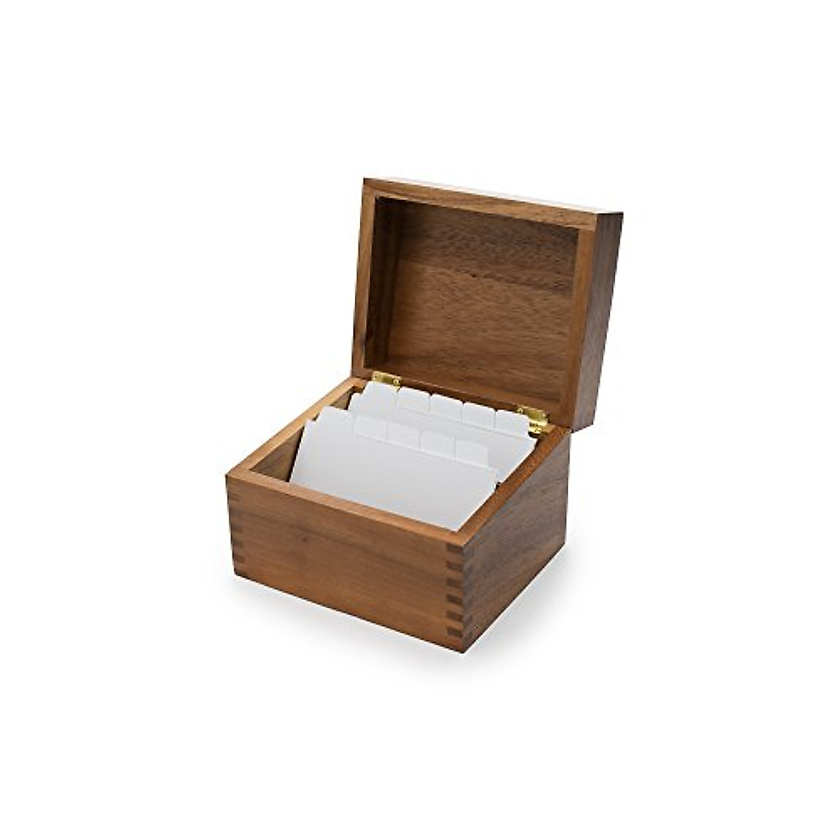 Ironwood Gourmet Acacia Wood Recipe Box with Divider Tabs, 2 Compartment, Single