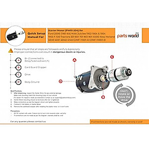 6V Starter for Ford 2000 (1961-64) NAA Jubilee 1952-1954 & 1954 1955 F-100 Tractors 501 601 701 801 901 4000 New Holland 4030 4031 4040 4140 C3NF-11001-A C3NF-11002-D FAC-11002G 91-02-5787 SFD0047