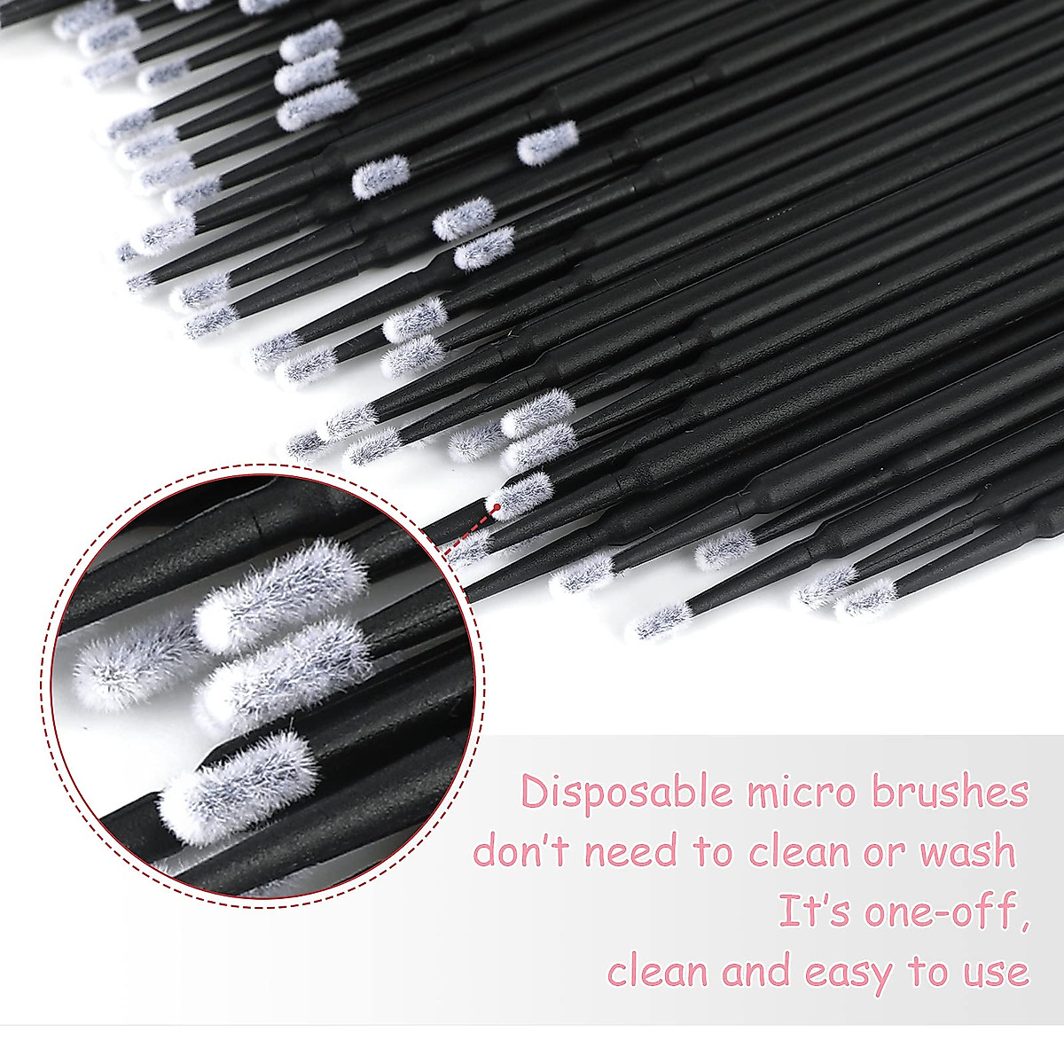 GCQQ 200PCS Micro Applicators, Black Micro Swabs for Eyelash Extensions, 2mm Microswab Applicators, Disposable Micro Cotton Swabs for Lash Extensions, Nails, and Makeup Clean (Black)