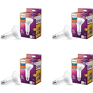 PHILIPS LED Flicker-Free Frosted Dimmable BR30 Light Bulb - EyeComfort Technology - 650 Lumen - Soft White (2200K) - 7.5W=65W - E26 Base - Title 20 Certified - Ultra Definition - Indoor - 4-Pack