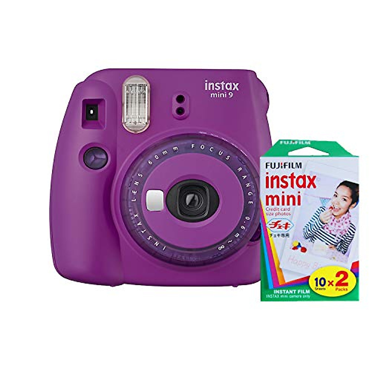 Fujifilm Instax Mini 9 Instant Camera with Mini Film Twin Pack (Purple)
