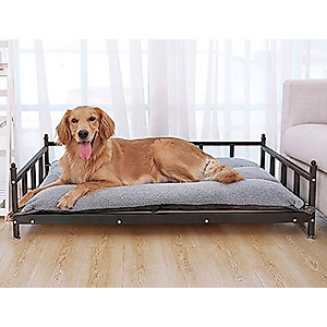 LXLA Deluxe Large Dogs Bed, Metal Elevated Pet Cot with Soft Mat, Adjustable Height Non Slip Foot, for Medium & Large Dogs, Easy Install (Size : L 101×68×30cm)