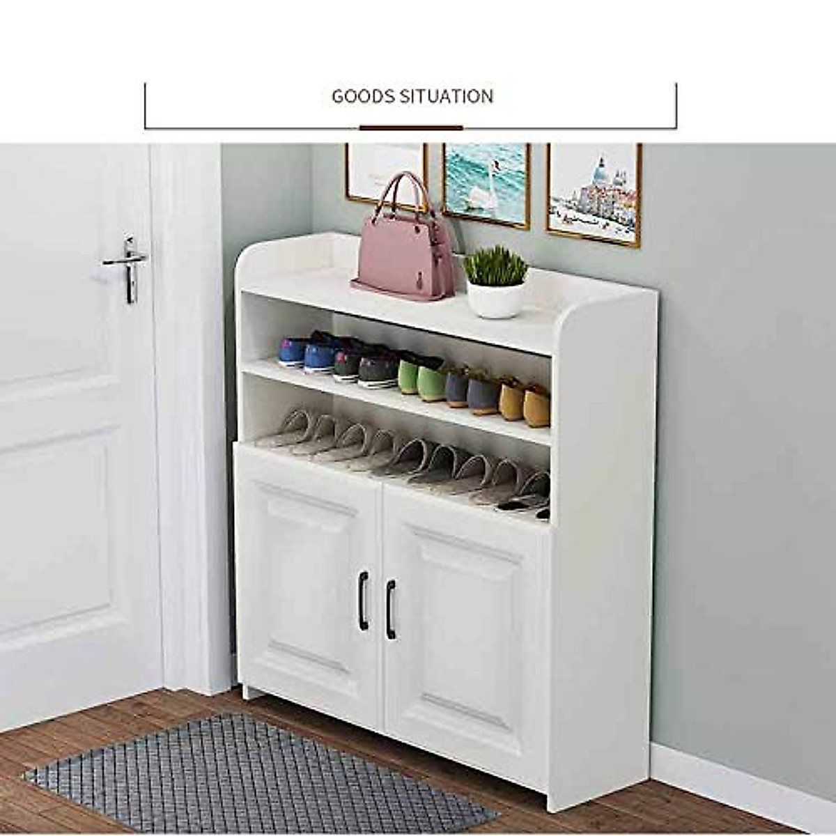ANMMBER Shoe Rack Shelf Console Cabinet Simple Multi-Layer Large Capacity Shoe Cabinet Storage Cabinet Wooden Shoes (Color : D)