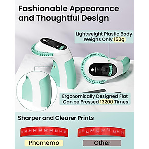 Phomemo Embossing Label Maker Machine with Tapes, Portable Retro Embossed Label Maker Writer, Mini Embosser Label Maker with 6 Rolls Embossing Label Tapes for Home,Office DIY and Crafting -Green