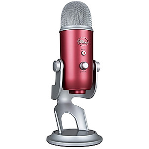 Blue Yeti USB Mic for Recording & Streaming On PC & Mac, 3 Condenser Capsules, 4 Pickup patterns, Headphone Output & Volume Control, Mic Gain Control, Adjustable Stand, Plug & Play - Steel Red