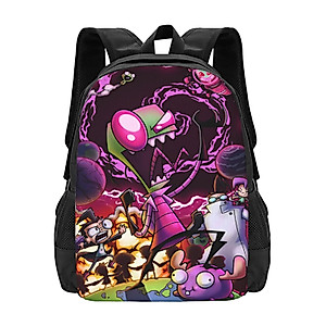 CONPELSON Backpacks Invader Anime Zim Adjustable Laptop Backpack Double Shoulder Bag for Women Men Climbing Shopping Work