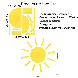 37x37 Inch Boho Sun Wall Decals Removable Sunshine Wall Sticker Vinyl Peel and Stick Sun Decals Wall Art for Girls Kids Bedroom Nursery Playroom Decor