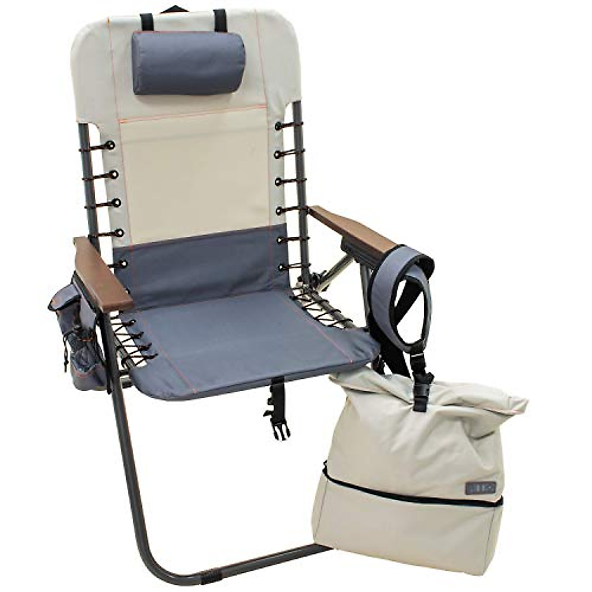 Arrow Storage Products Hi-Boy 4-Position Lace-Up Suspension Removable Backpack Bag Camp Chair, 17", Slate/Putty