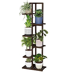 Tall Plant Stand, Bamboo Plant Stand Indoor & Outdoor 6 Tier 7 Potted Plant Shelf Rack for Multiple Plants & Flower Pot, Corner Planter Stand Holder Display for Living Room Office Balcony Garden