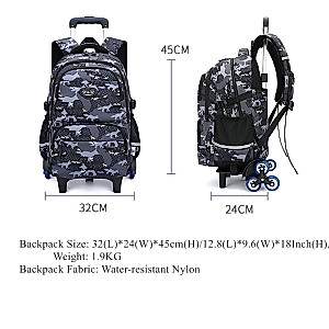 Mfikaryi Animal-Print Elemetary Rolling Backpack,Rolling Bookbag with wheels for Teens,Middle School Trolley School Bag