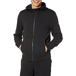 Amazon Essentials Men's Active Sweat Zip Through Hooded Sweatshirt (Available in Big & Tall), Black, Large